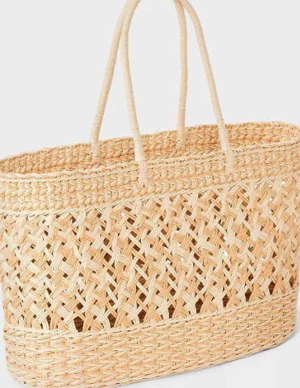 Straw Tote Handbag - Shade & Shore™ /Ivory XL: Woven Paper Shell, Stru ...