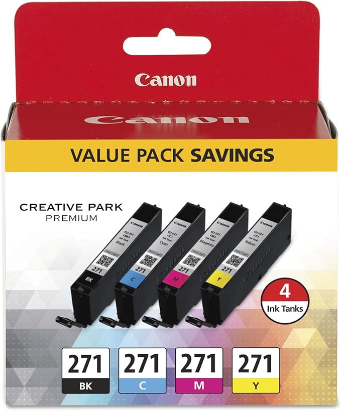 Canon 0390C005 (CLI-271) Ink Cartridge, Black/Cyan/Magenta/Yellow ...